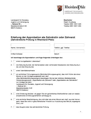 Fillable Online Lsjv Rlp Antragsvordruck Erteilung Der Approbation