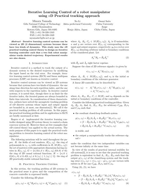 pdf iterative learning control of a robot manipulator using nd practical tracking approach