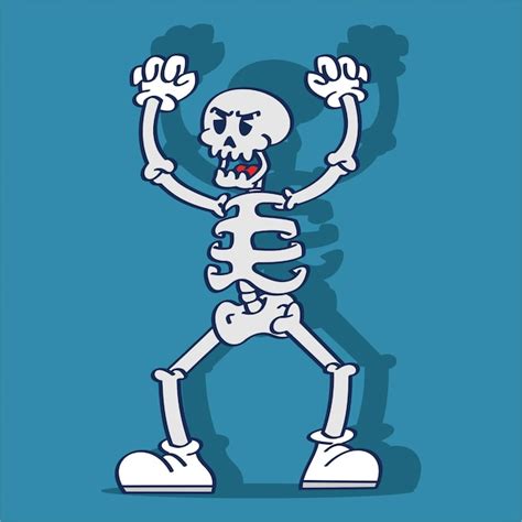 Personaje Dibujos Animados Esqueleto Halloween Scarify Dibujo Mano