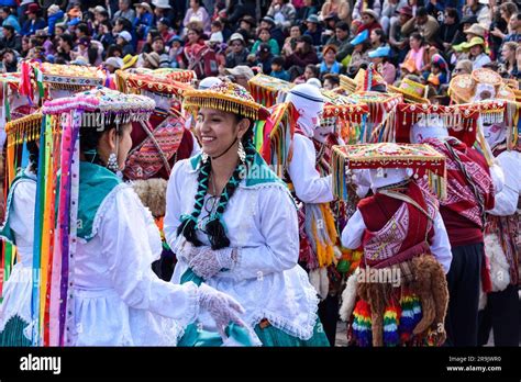Cusco A Cultural Fiesta People Dressed In Traditional Colourful