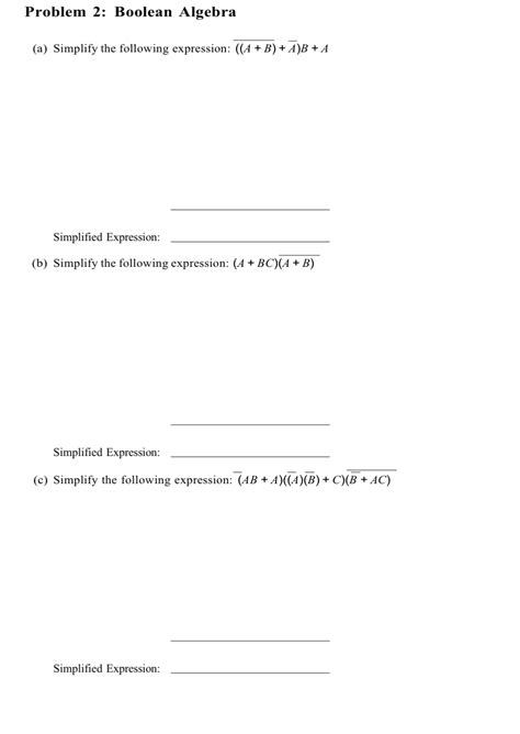 solved problem 2 boolean algebra a ﻿simplify the following
