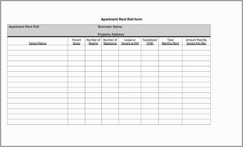 Rent Excel Template