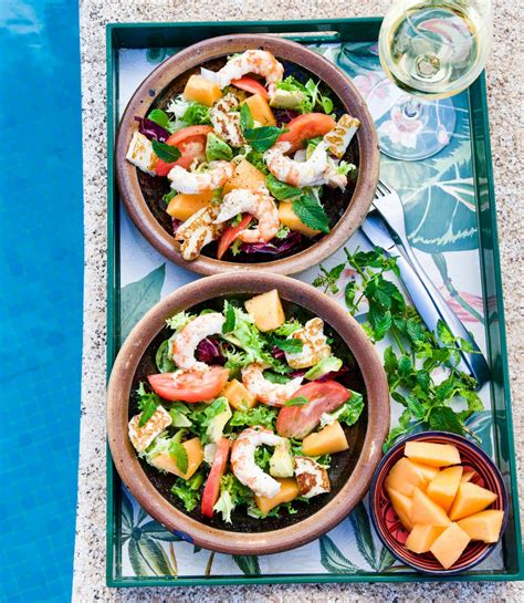 Recette Salade De Crevettes Au Melon Et Halloumi Marie Claire