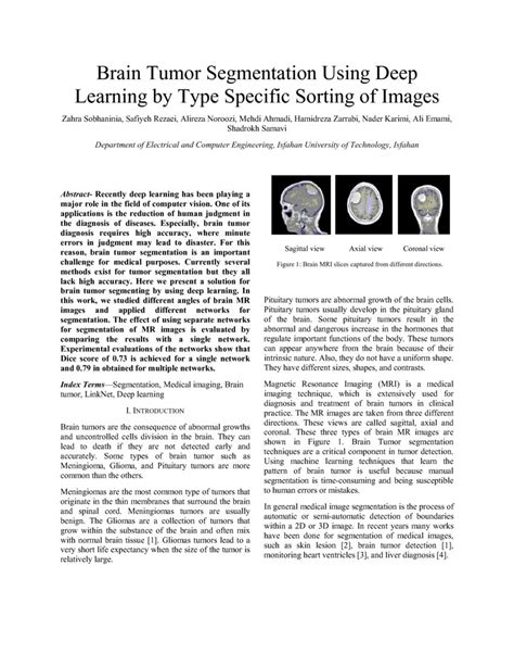 brain tumor segmentation using deep learning by type specific sorting of images deepai