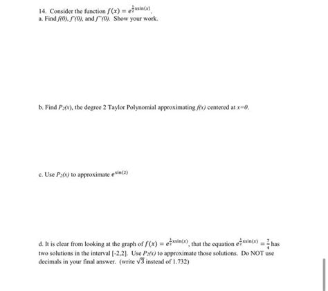 solved 14 consider the function f x exsin x a find