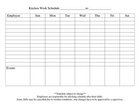 Printable Weekly Employee Schedule Template Printable Templates