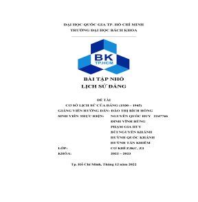 Tiểu luận bài tập nhỏ lịch sử đảng đề tài cơ sở lịch sử của đảng