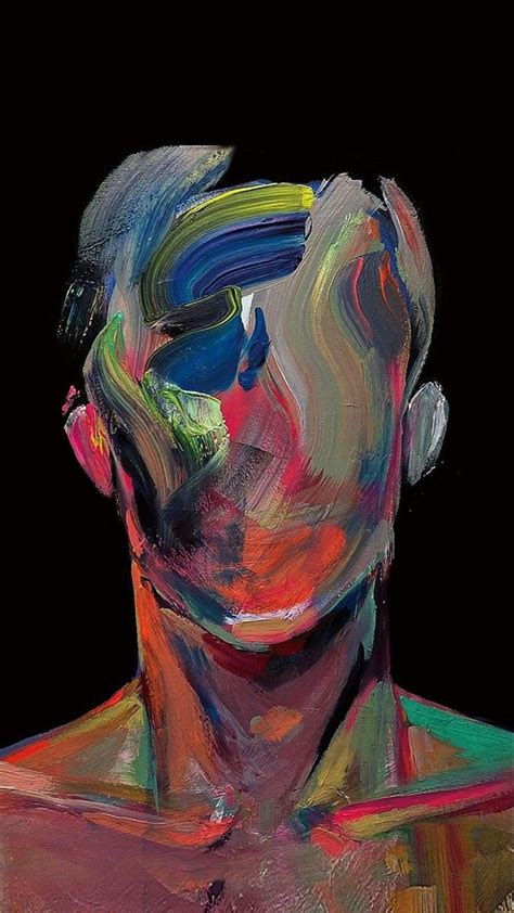 An Abstract Painting Of A Man S Face With His Eyes Closed