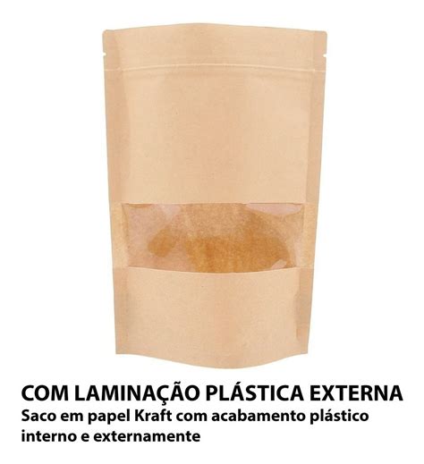 Saco Zip Lock Kraft Visor Stand Up Pouch X Un Fosco Mercado Livre