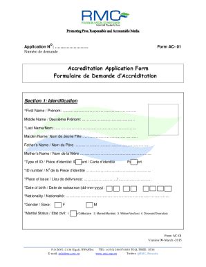 Fillable Online Rmc Org Accreditation Application Form Formulaire De