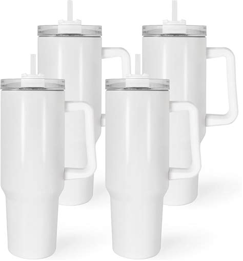 AGH 40 Oz Sublimation Tumblers With Handle 4 Pack Stainless Steel