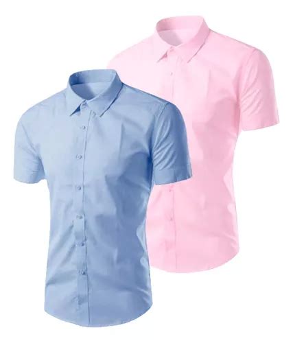 Kit Camisa Social Manga Curta Masculina Slim Algod O Frete Gr Tis