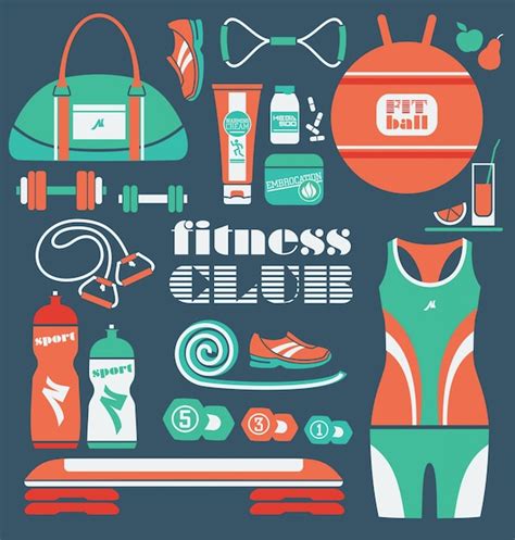 Conjunto De Iconos De Fitness Vector Premium