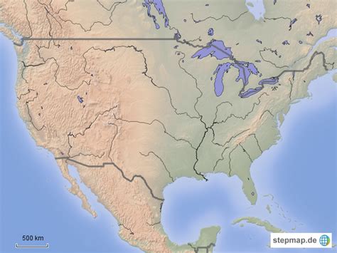 StepMap USA physisch stumm Landkarte für Nordamerika
