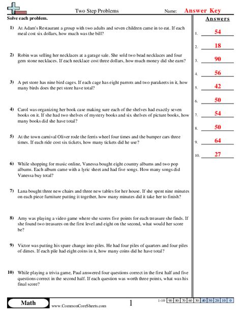 Multiple Step Word Problem Worksheets Worksheets Library