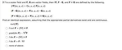 solved if f is a scalar field and f g are vector fields