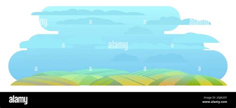 Colinas rurales Granja lindo paisaje Divertida ilustración de diseño