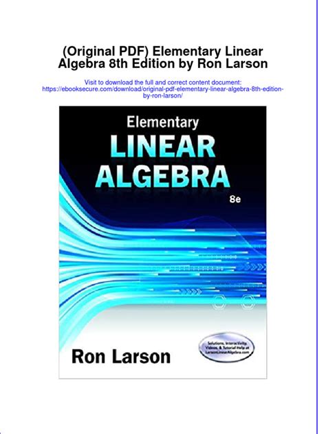 original pdf elementary linear algebra 8th edition by ron larson pdf pdf matrix mathematics