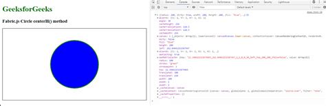 fabric js circle centerh method geeksforgeeks