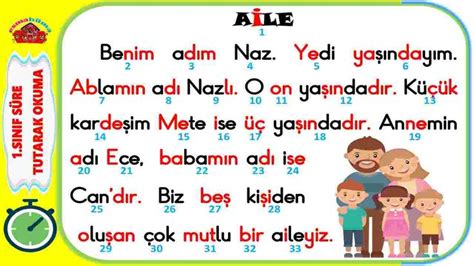 EtkinlikBurada 1 Sınıf Süre Tutarak Okuma Çalışması 21 I Aile