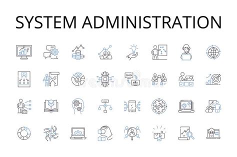 system administration line icons collection nerk management cybersecurity it support user