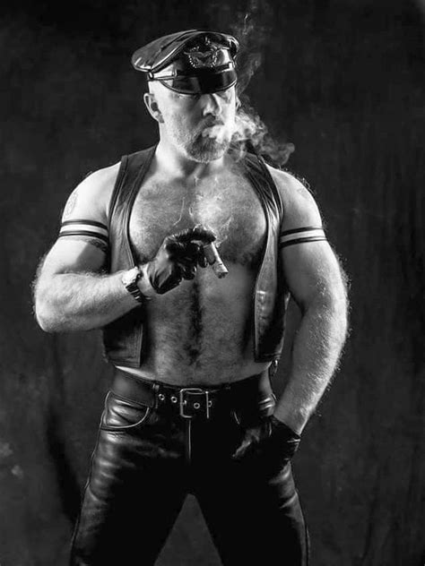 Leather Hot Cigar Men Hairy Chested Men Cigar Man