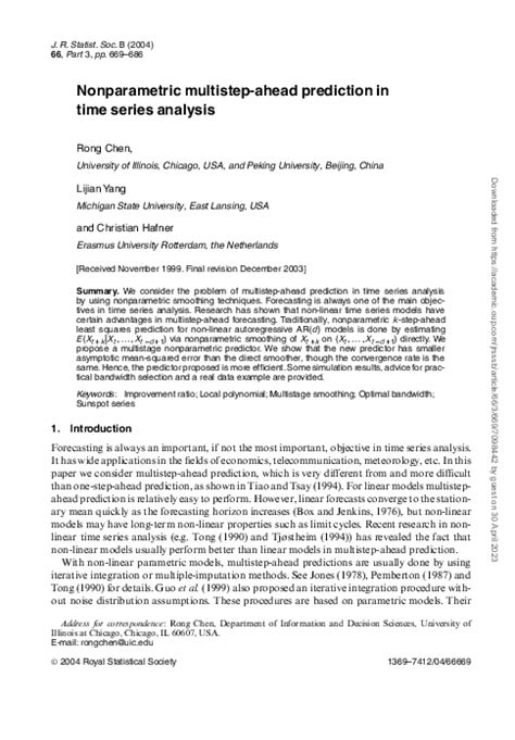 pdf nonparametric multistep ahead prediction in time series analysis christian hafner