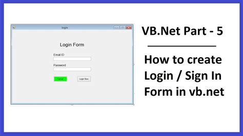 Vb Net Part How To Create Login Sign In Form In Vb Net Youtube