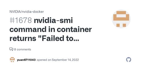 nvidia smi command in container returns failed to initialize nvml unknown error after couple
