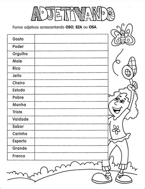 Atividades Sobre Adjetivos Para Imprimir Mundinho Da Crian A