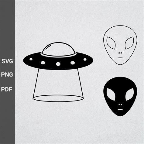 Alien SVG Outline UFO Png Clipart Silhouette Cut File For Etsy