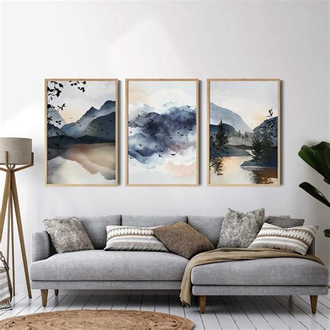 Abstract Landscape Piece Wall Art Mountain Wall Art Gallery Wall Set