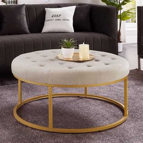 Snapklik Kf Middle Century Upholstered Tufted Coffee Table