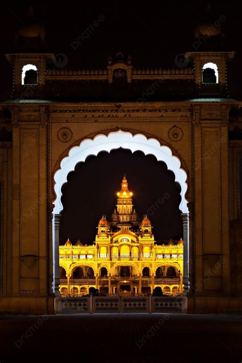 Palacio De Mysore En La Noche Vector Fondos E Imagen Para Descarga
