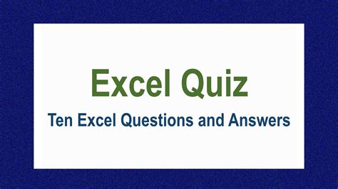excel quiz excel quiz questions with answers practical focus youtube