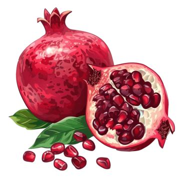 Pomegranate Summer Cute Colorful Illustration Pomegranate Exotic