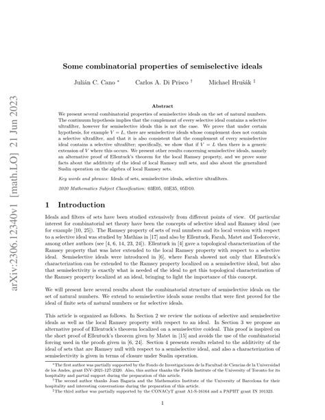 pdf some combinatorial properties of semiselective ideals