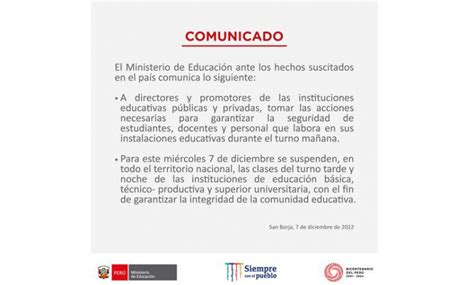 COMUNICADO DEL MINISTERIO DE EDUCACIÓN UGEL EL COLLAO