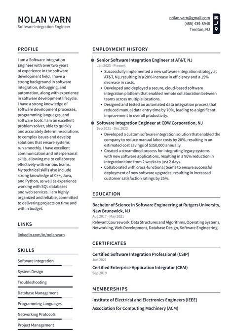 Meta Software Integration Engineer Resume Examples