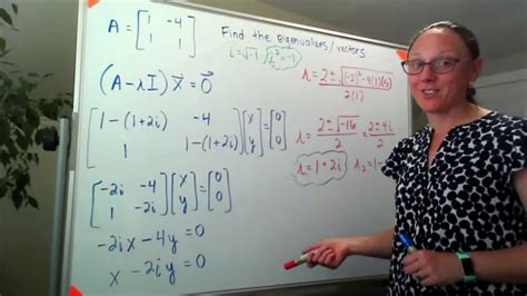 complex eigenvalues an example with finding eigenvectors youtube
