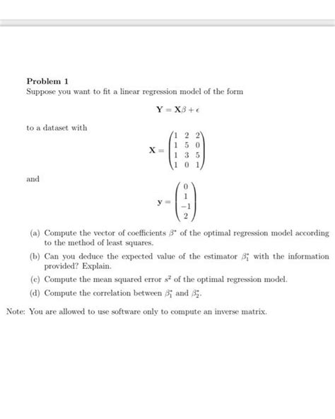 solved problem 1 suppose you want to fit a linear regression