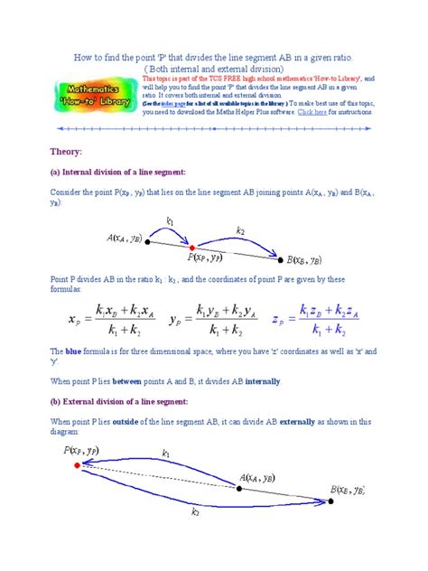 how to find the point that divides a line segment in a given ratio internally or externally