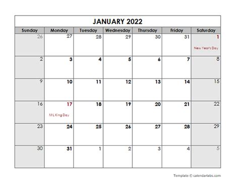 Free Printable 2022 Monthly Calendar With Holidays Pdf Png 2022