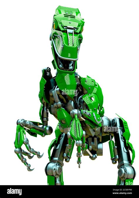 Velociraptor Robot Nice Close Up Picture 3d Illustration Stock Photo