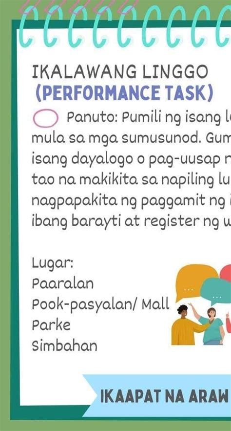 Pumili Ng Lugar Mula Sa Mga Sumusunod Gumawa Ng Isang Dayalogo O