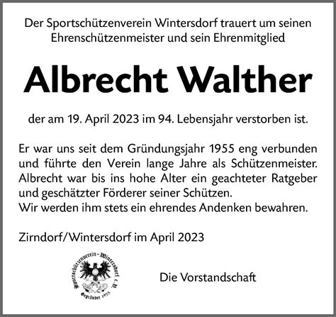 Traueranzeigen Von Albrecht Walther Trauer Nn De