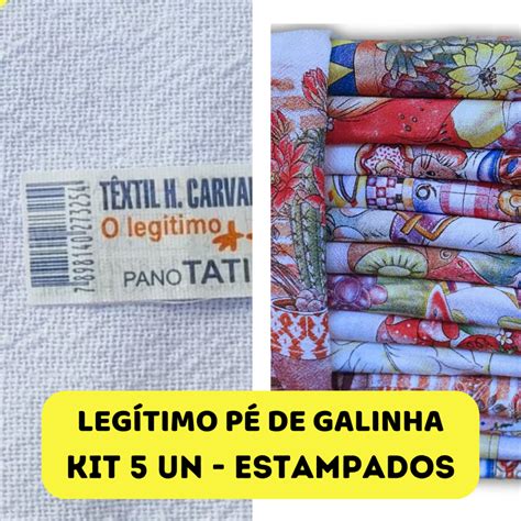 Pano Prato Pé De Galinha Tati Bainha Estampado Kit 5un H