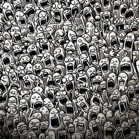 Premium AI Image A Group Of Black And White Cartoons With Creepy