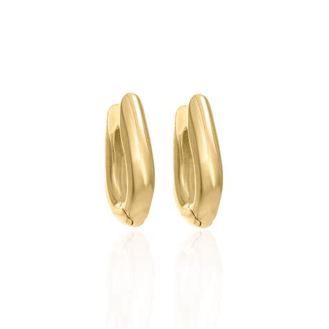 Brinco De Argola Oval Articulado Folheado Em Ouro 18k