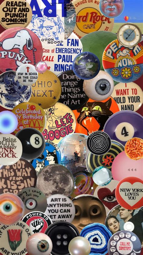 Many Different Types Of Buttons And Magnets On A Wall With The Words